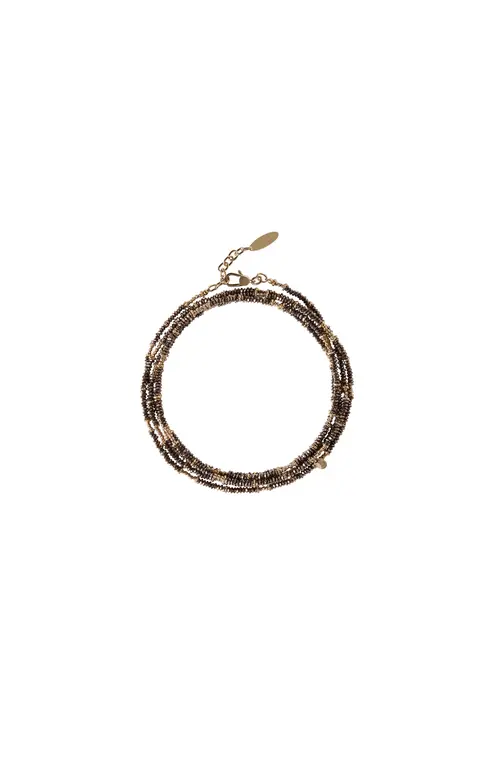 Brunello Cucinelli Hematite And Sterling Silver Wrap Bracelet