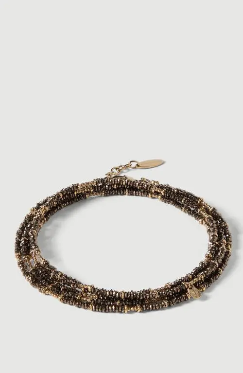 Brunello Cucinelli Hematite And Sterling Silver Wrap Bracelet