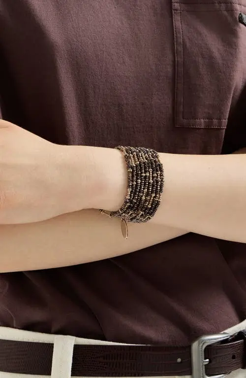Brunello Cucinelli Hematite And Sterling Silver Wrap Bracelet