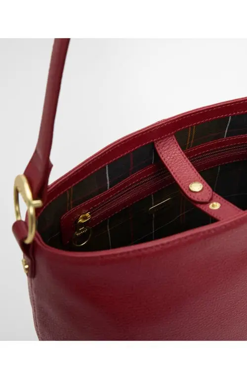 Barbour Cedar Large Leather Bucket Bag - Red