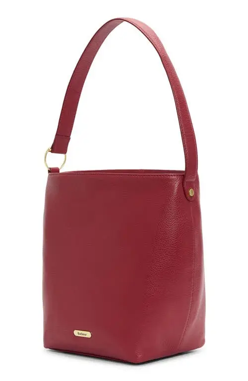 Barbour Cedar Large Leather Bucket Bag - Red