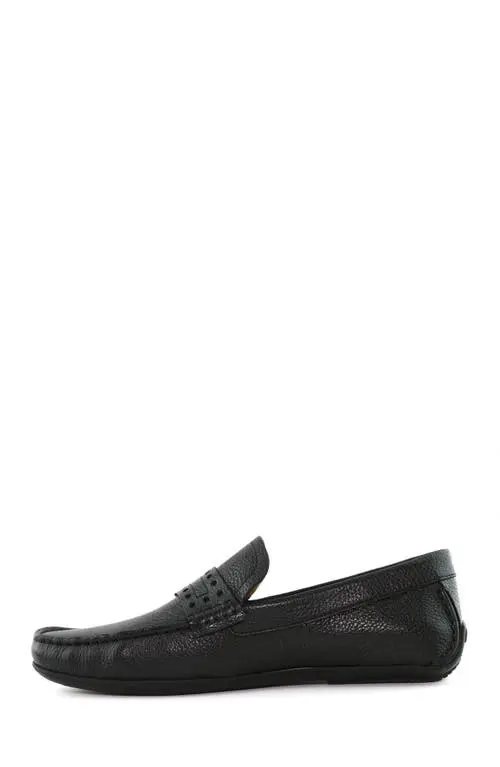 MARC JOSEPH NEW YORK Bradford Street Leather Penny Driver Loafer - Black Grainy