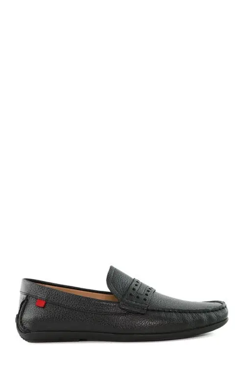 MARC JOSEPH NEW YORK Bradford Street Leather Penny Driver Loafer - Black Grainy