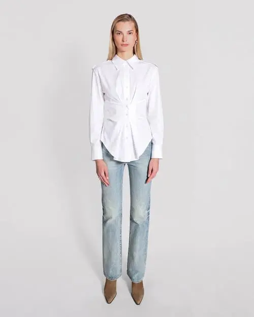 THEO THE LABEL Nemesis Cinched Epaulet Shirt