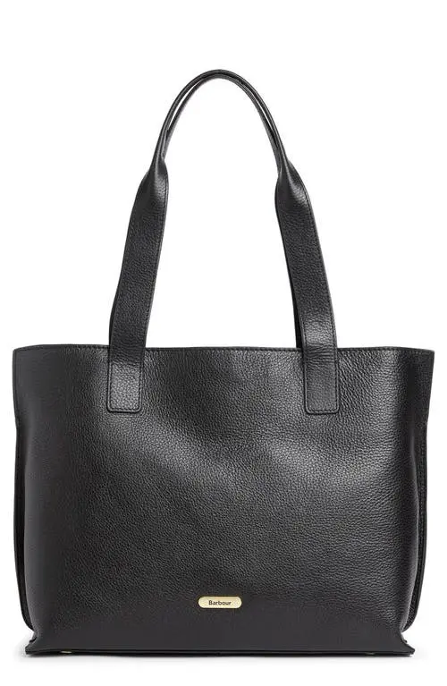 Barbour Large Alder Leather Tote Bag - Black