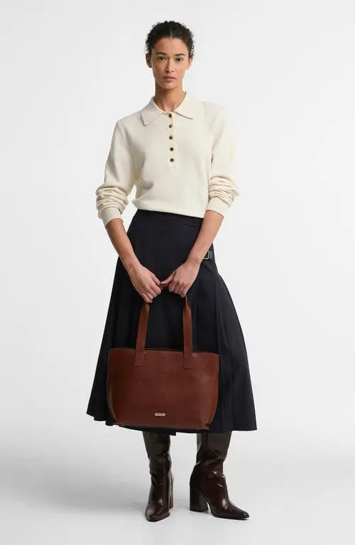 Barbour Large Alder Leather Tote Bag - Brown