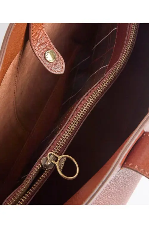 Barbour Large Alder Leather Tote Bag - Brown