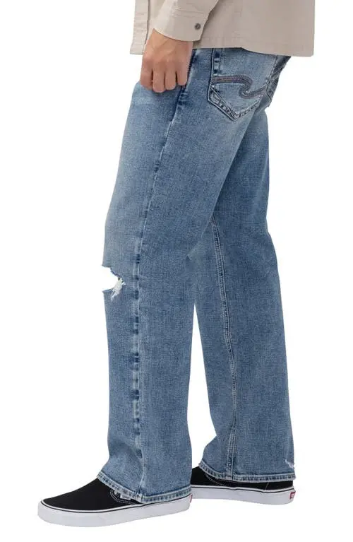 SILVER JEANS CO. Zac Destructed Relaxed Straight Leg Jeans