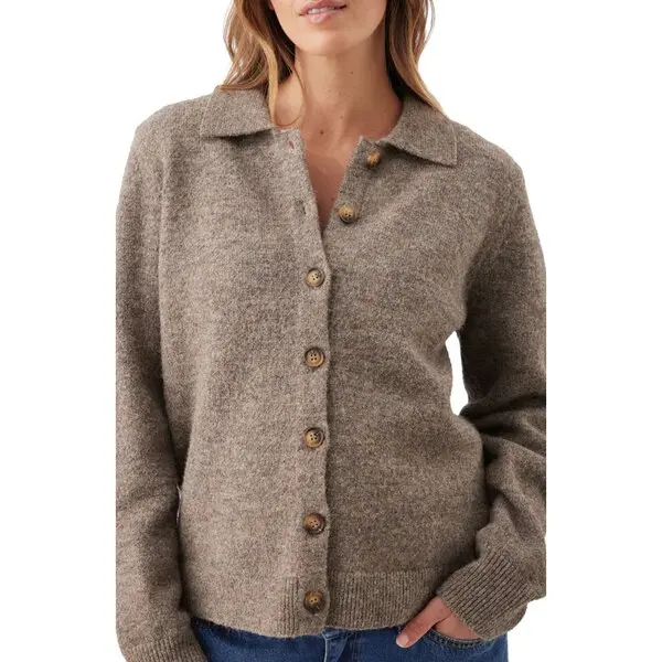 RIPE MATERNITY Brodie Collared Button Down Maternity Sweater Cardigan - Truffle