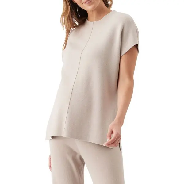 RIPE MATERNITY Nardia Short Sleeve Nursing Knit Sweater - Stone