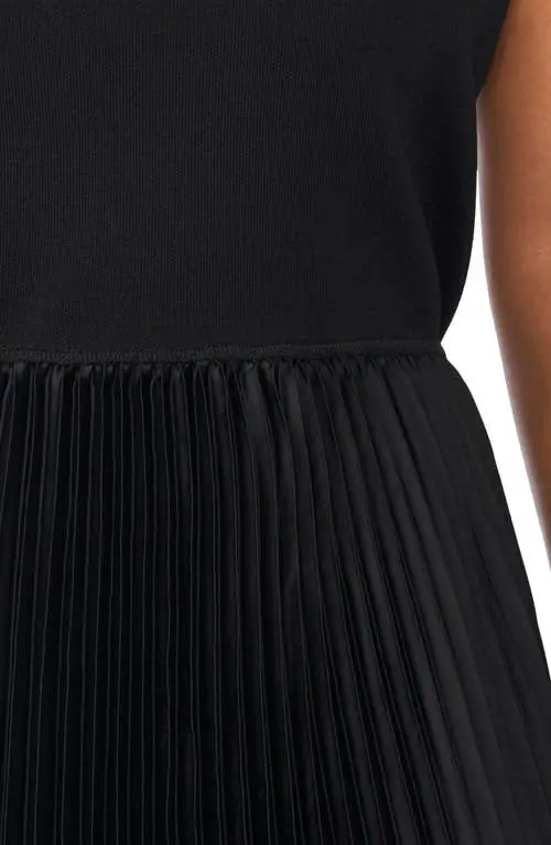 Halogen Mock Neck Pleated Maxi Dress