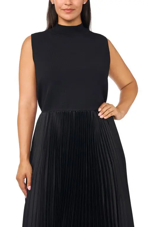 Halogen Mock Neck Pleated Maxi Dress