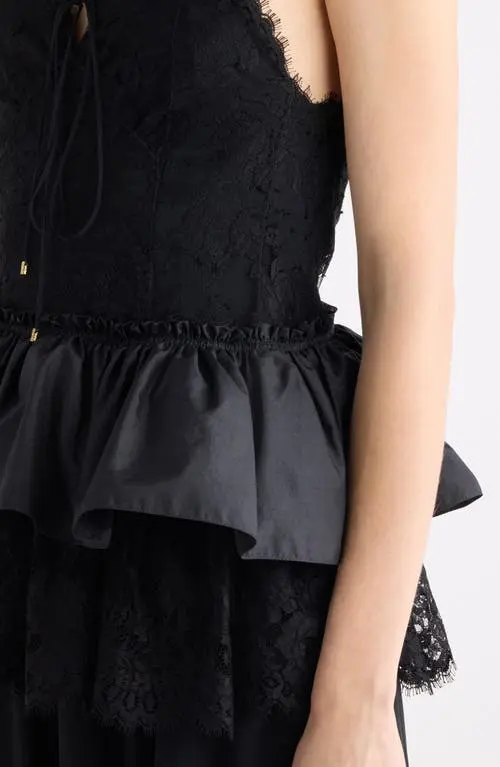 Chloé Lace And Technical Taffeta Peplum Camisole