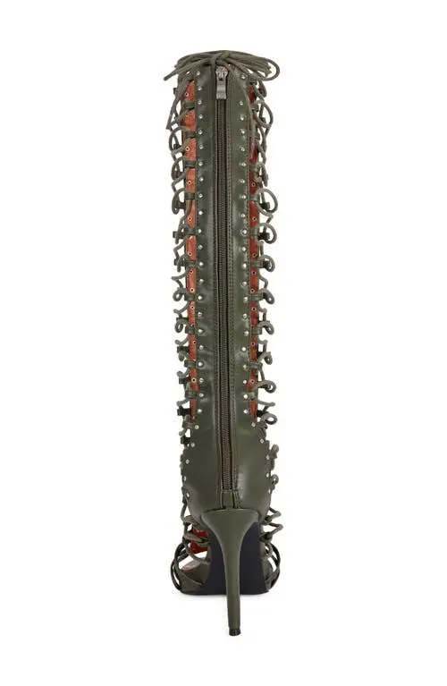 AZALEA WANG Rosalina Lace-up Knee High Sandal