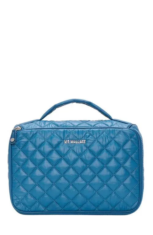 Mz Wallace Quilted Zip Around Cosmetics Bag - Atlantic Blue