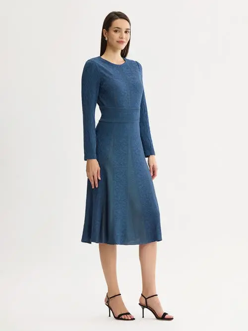 Misook Floral Pane Soft Knit Maxi Dress