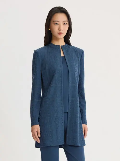 Misook Heritage Tonal Floral Burnout Knit Jacket
