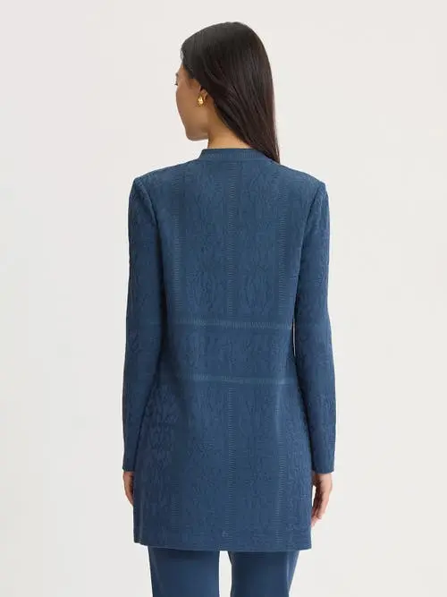 Misook Heritage Tonal Floral Burnout Knit Jacket