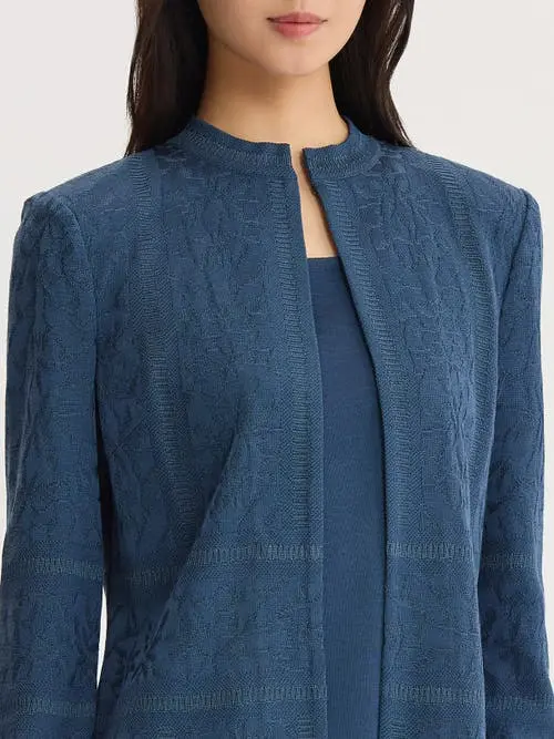 Misook Heritage Tonal Floral Burnout Knit Jacket