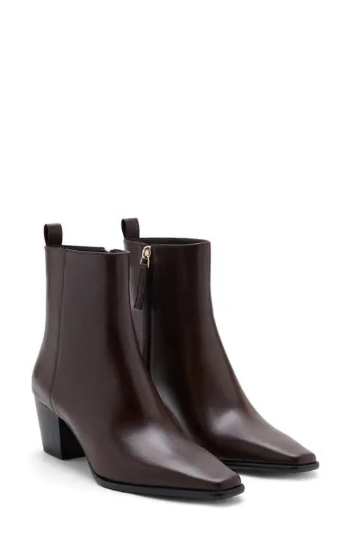 Mango Hielo1 Leather Ankle Boot - Chocolate