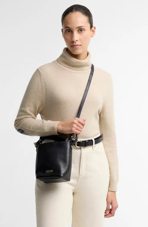 Barbour Cedar Mini Leather Bucket Bag - Black