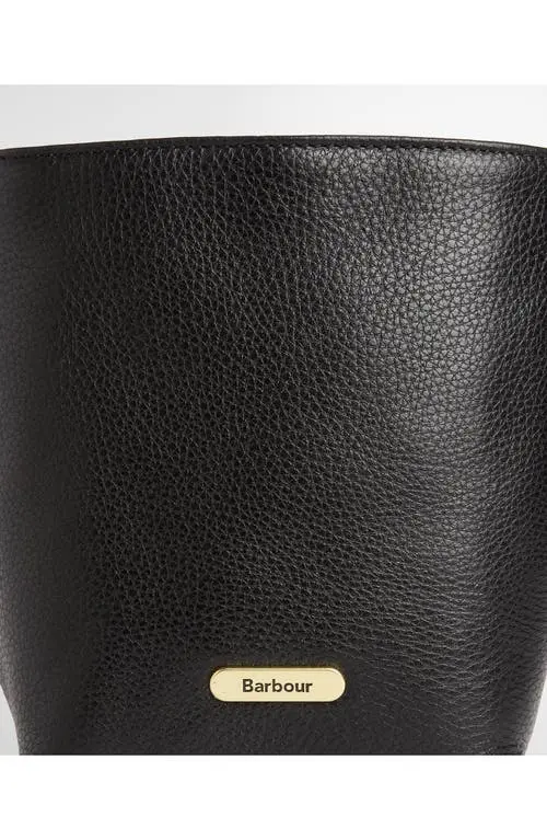 Barbour Cedar Mini Leather Bucket Bag - Black