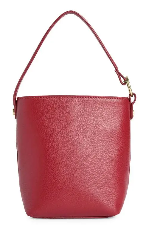 Barbour Cedar Mini Leather Bucket Bag - Red