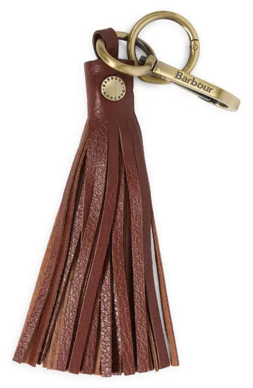 Barbour Tassel Leather Bag Charm - Brown