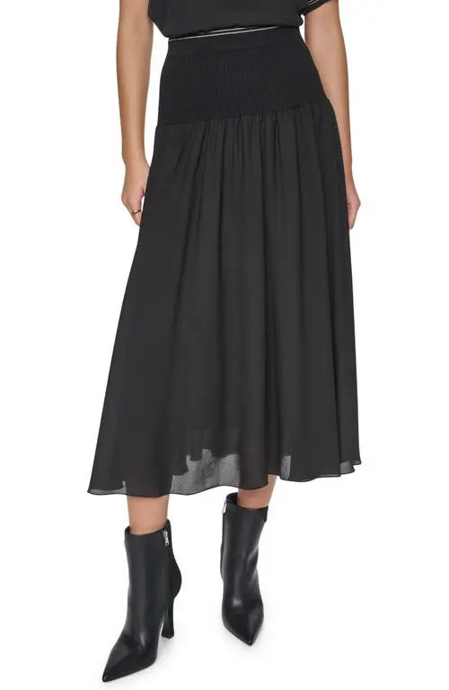 Dkny Mixed Media Skirt - Black
