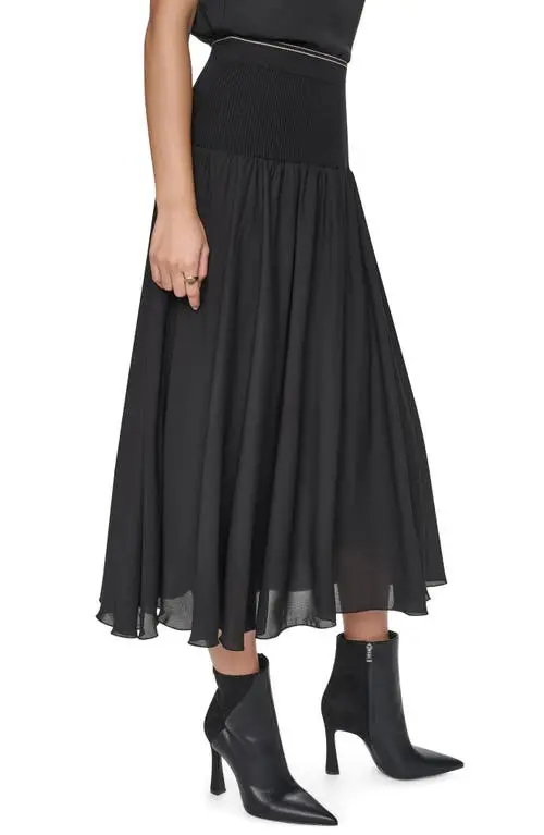 Dkny Mixed Media Skirt - Black