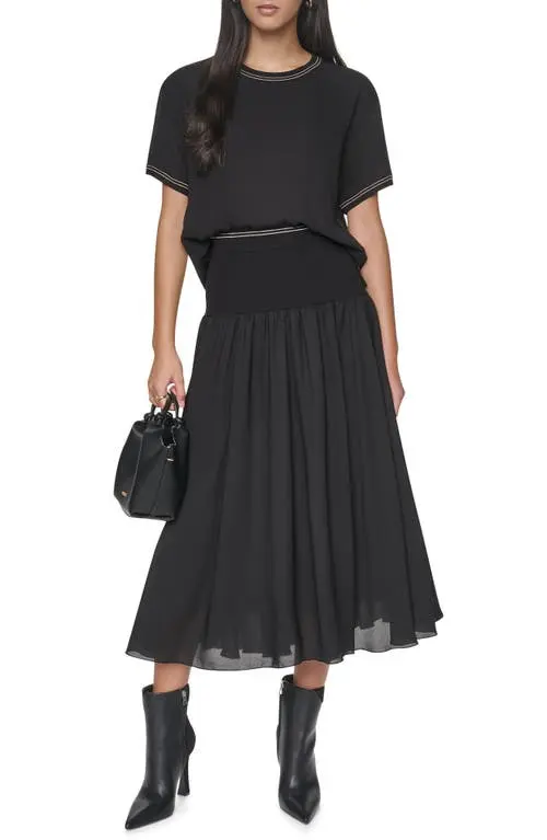 Dkny Mixed Media Skirt - Black