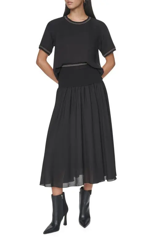 Dkny Mixed Media Skirt - Black