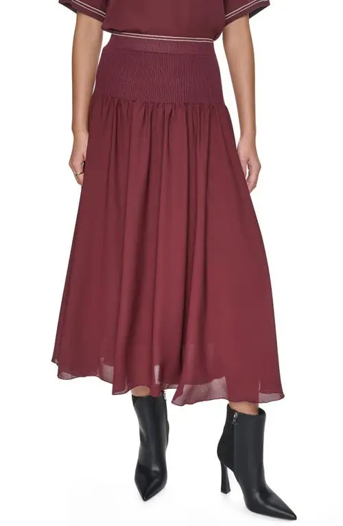 Dkny Mixed Media Skirt - Cabernet