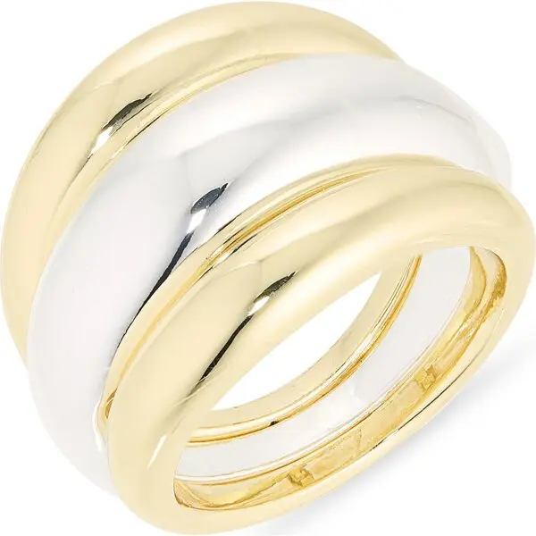 Nordstrom Wide Triple Band Ring - Gold- Silver