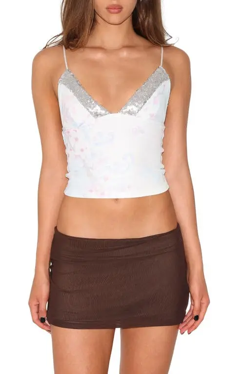 TIGER MIST Fenella Sequin Trim Crop Camisole - Cherry Blossom