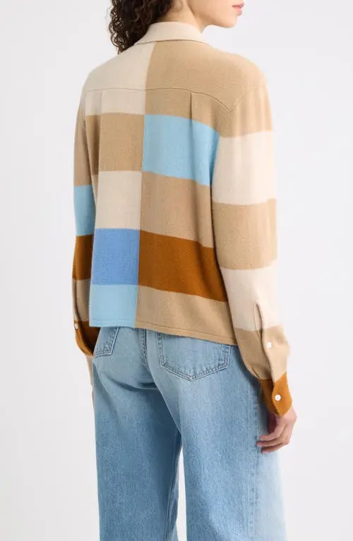 CISSA Collar Stripe Wool & Cashmere Cardigan
