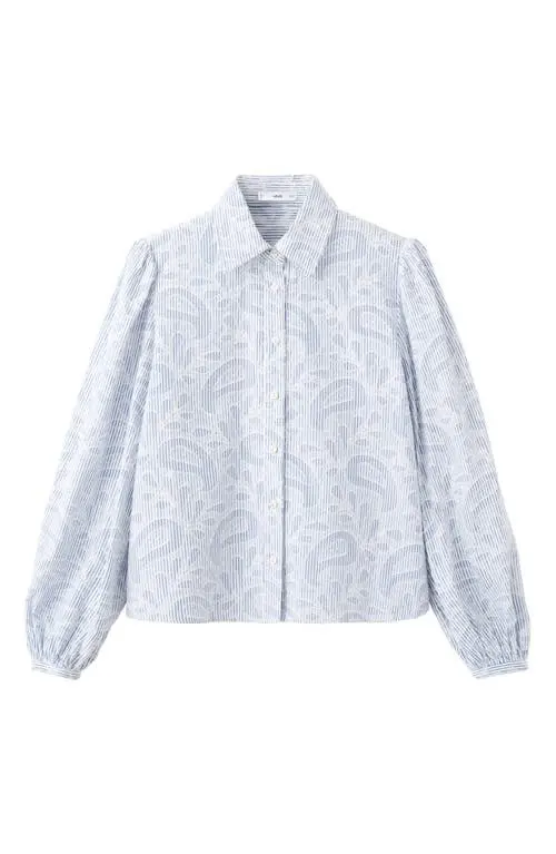 Mango Embroidered Stripe Button-up Shirt