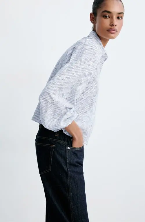 Mango Embroidered Stripe Button-up Shirt