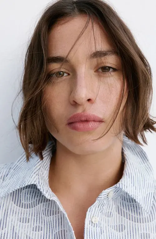 Mango Embroidered Stripe Button-up Shirt