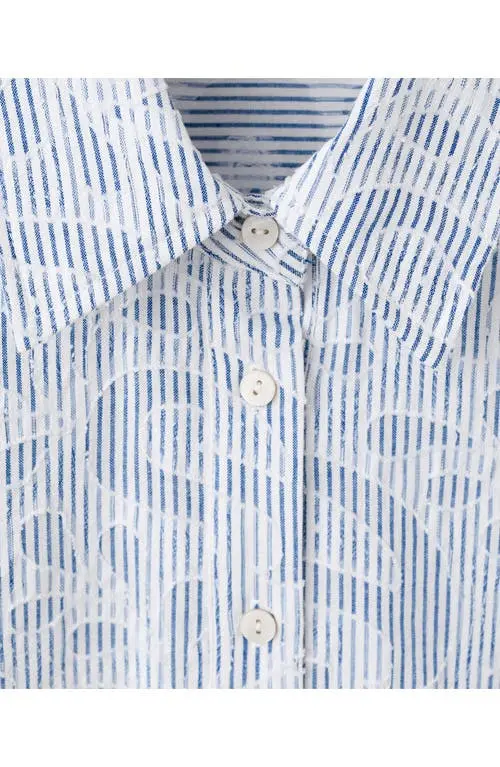 Mango Embroidered Stripe Button-up Shirt