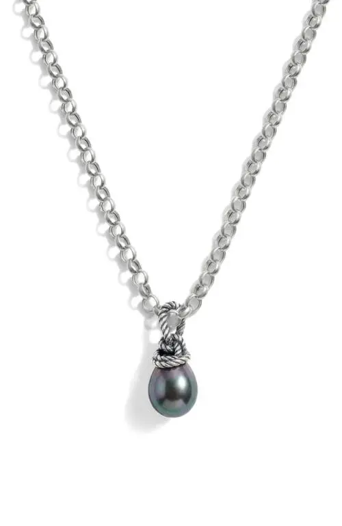 AWE INSPIRED Spellbound Sterling Silver Cultured Tahitian Pearl Pendant Necklace - Metallic Silver
