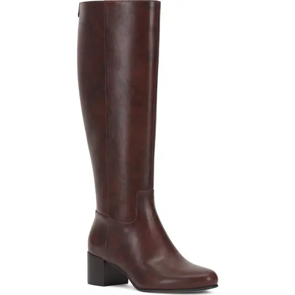 Vince Camuto Pazzla Leather Knee High Boot - Rich Mahogan