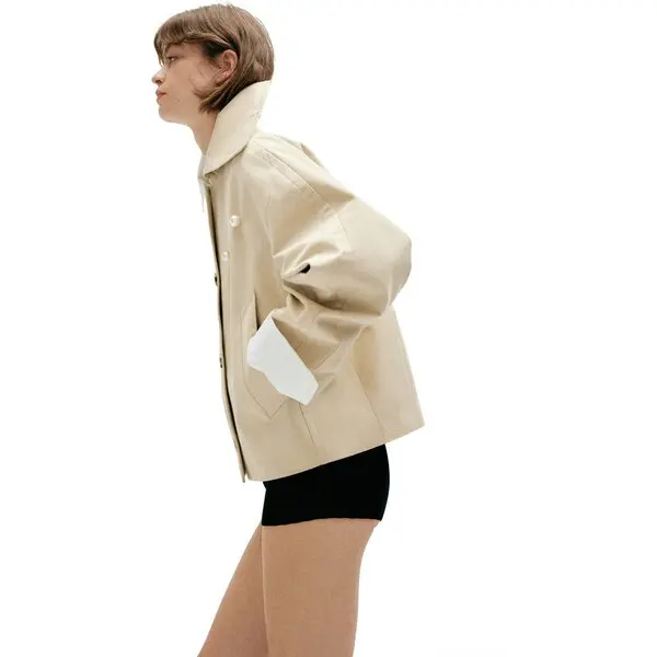 Mango Waxed Short Trench Coat - Beige