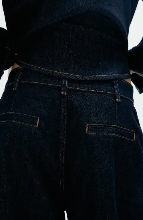 Mango Pleated Denim Bermuda Shorts
