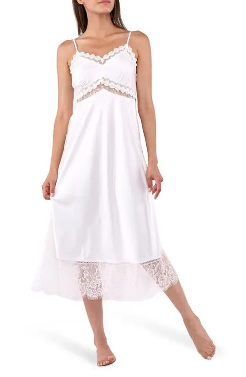 Flora Nikrooz Skyler Stretch Satin Nightgown - Ivory