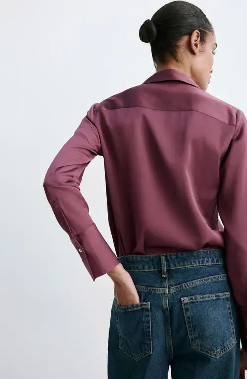 Mango Regular Fit Satin Button-up Shirt