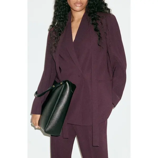 Mango Iguana One Button Blazer - Maroon