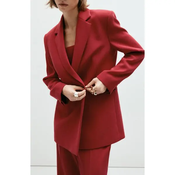 Mango Iguana One Button Blazer - Red