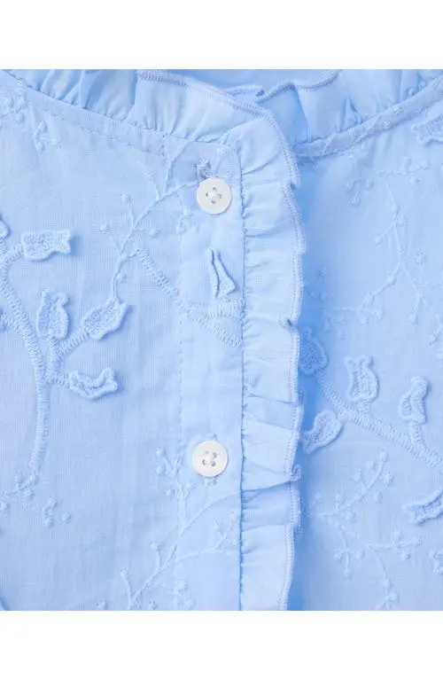 Mango Embroidered Ruffle Peplum Cotton Button-up Top