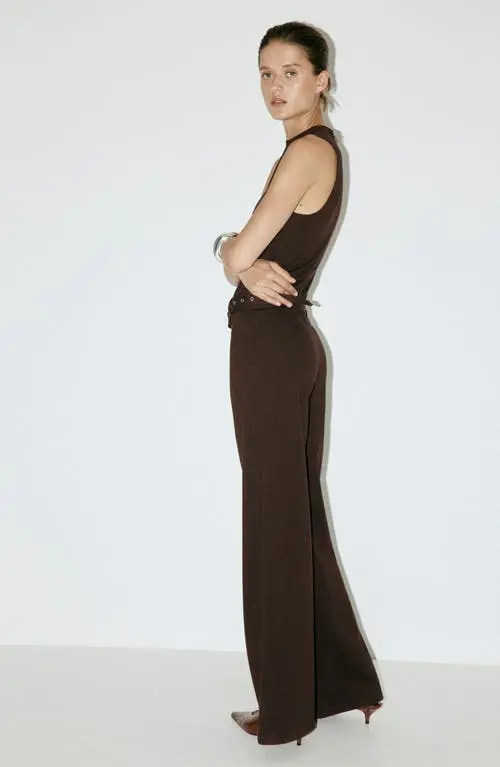 Mango Belted Sleeveless Jumpsuit